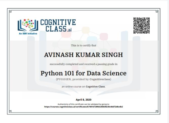 Avinash kumar singh on LinkedIn: #certificate #completed #pythonprogramming Avinash kumar singh on LinkedIn: #certificate #completed #pythonprogramming