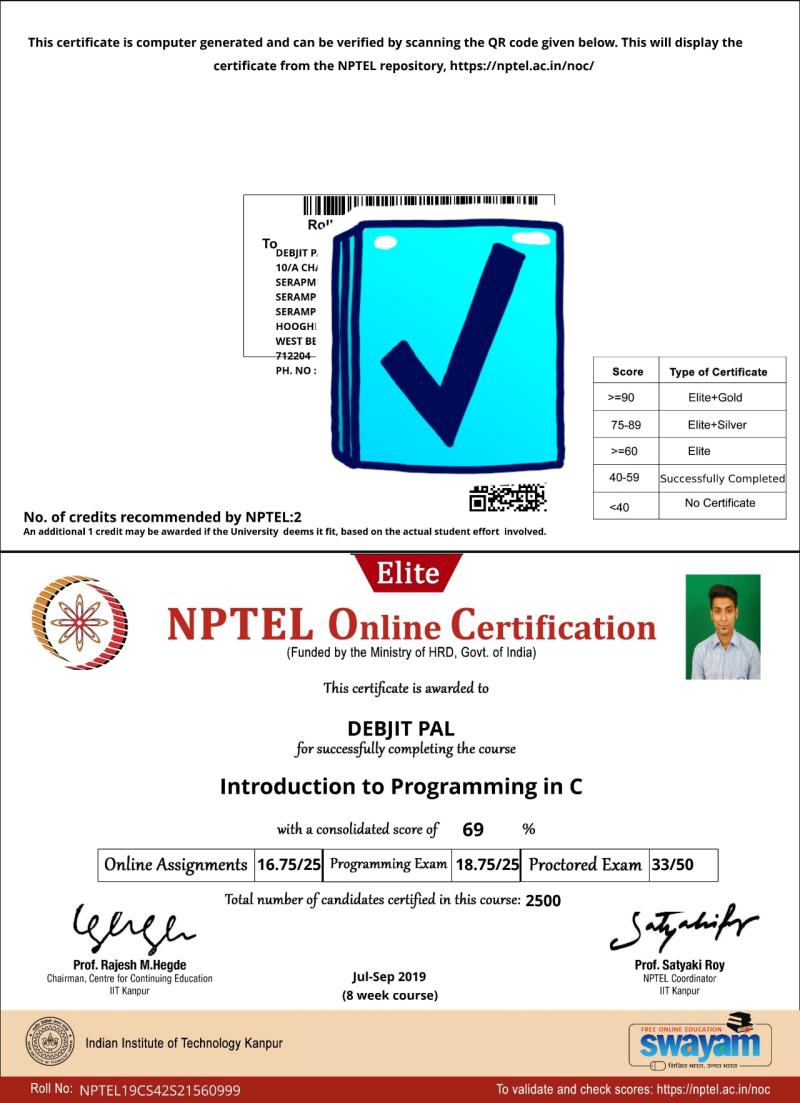 DEBJIT PAL on LinkedIn: #nptel #finally #elite DEBJIT PAL on LinkedIn: #nptel #finally #elite