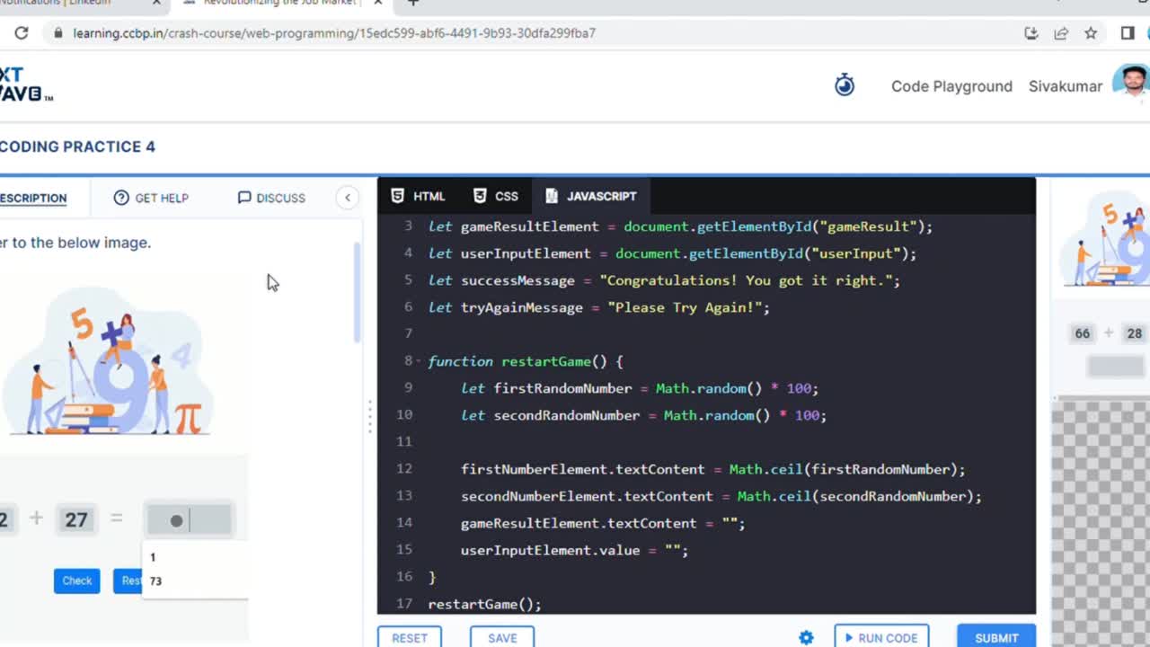 Sivakumar C on LinkedIn: #day73 #javascript #html #css #coding #video Sivakumar C on LinkedIn: #day73 #javascript #html #css #coding #video