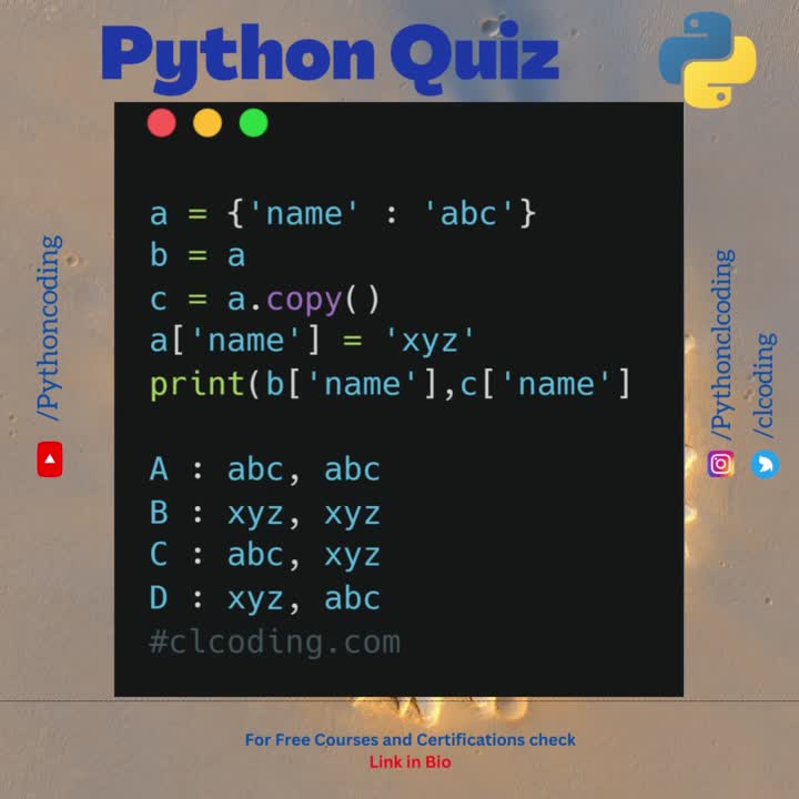 Python Coding on LinkedIn: Python Quiz | Day 21 | What is the output of ... Python Coding on LinkedIn: Python Quiz | Day 21 | What is the output of ...
