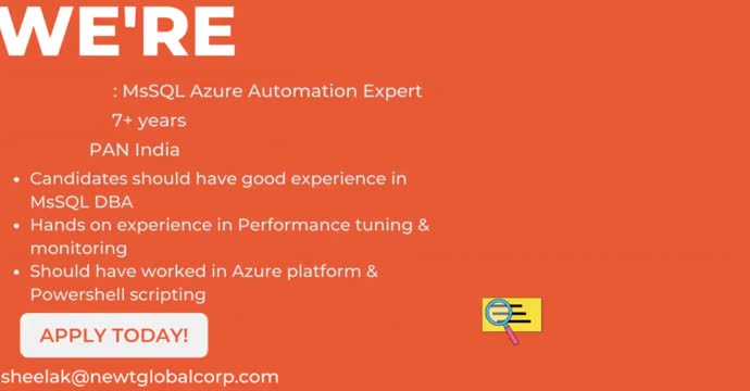 Newt Global on LinkedIn: #newtglobal #hiring #mssql #azure #automation ... Newt Global on LinkedIn: #newtglobal #hiring #mssql #azure #automation ...
