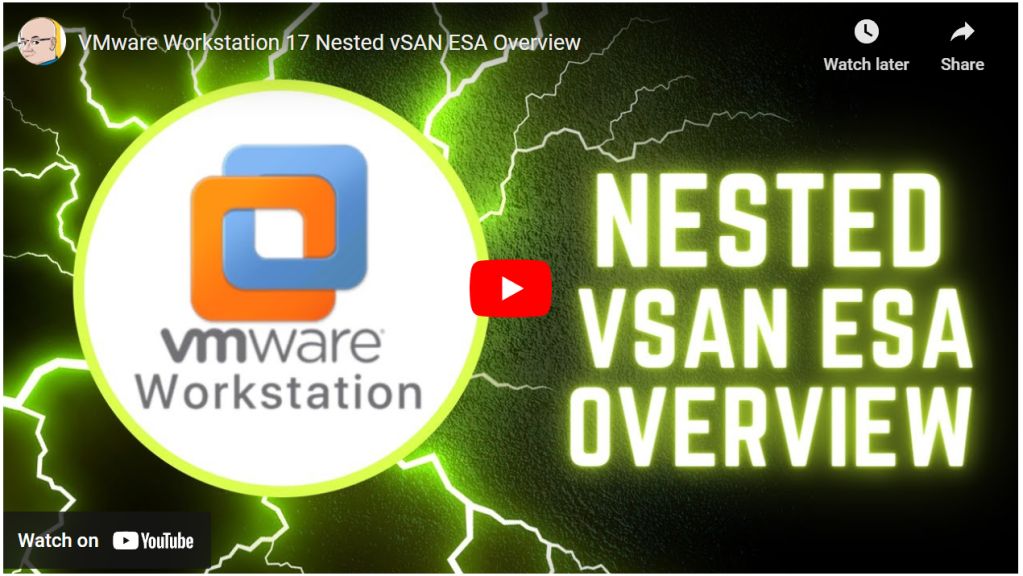 Matt Mancini on LinkedIn: VMware Workstation 17 Nested vSAN ESA Overview Matt Mancini on LinkedIn: VMware Workstation 17 Nested vSAN ESA Overview