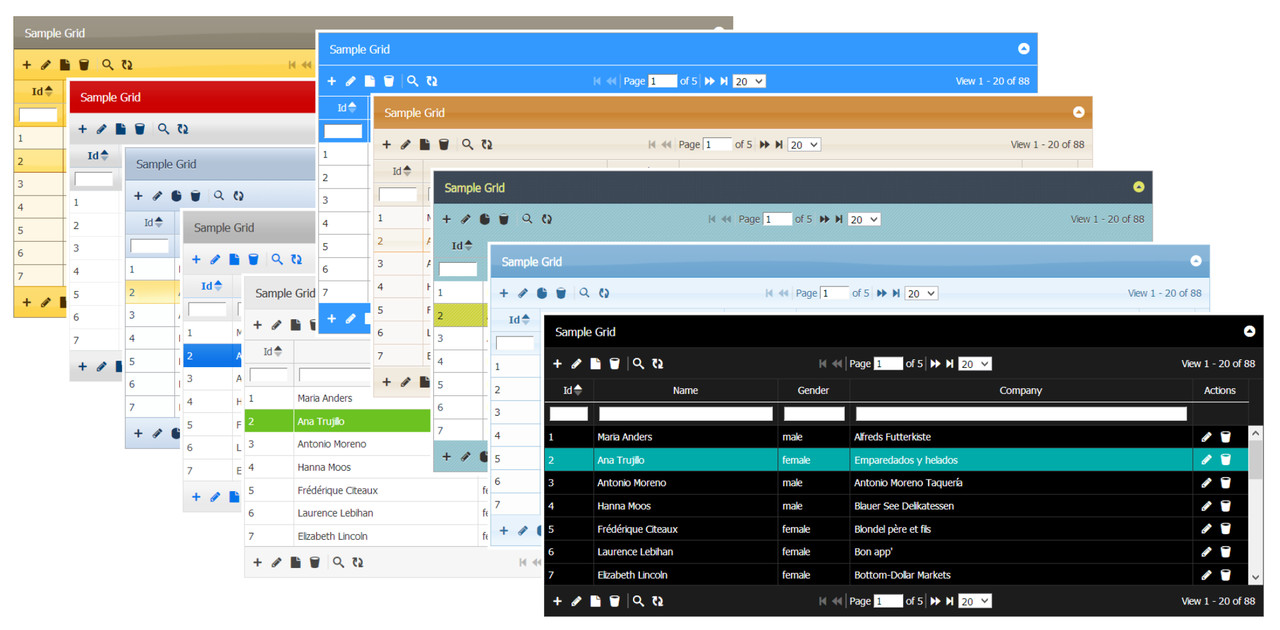 Themes Gallery for PHP Grid Framework Themes Gallery for PHP Grid Framework