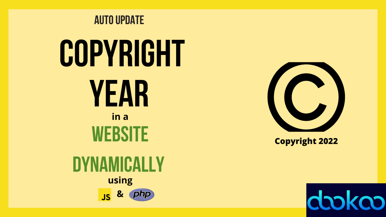 Auto Update Copyright Year in a Website Dynamically using JavaScript ... Auto Update Copyright Year in a Website Dynamically using JavaScript ...