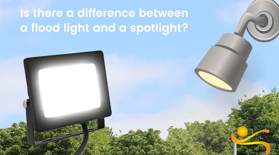 What's the difference between a floodlight and a spotlight? What's the difference between a floodlight and a spotlight?