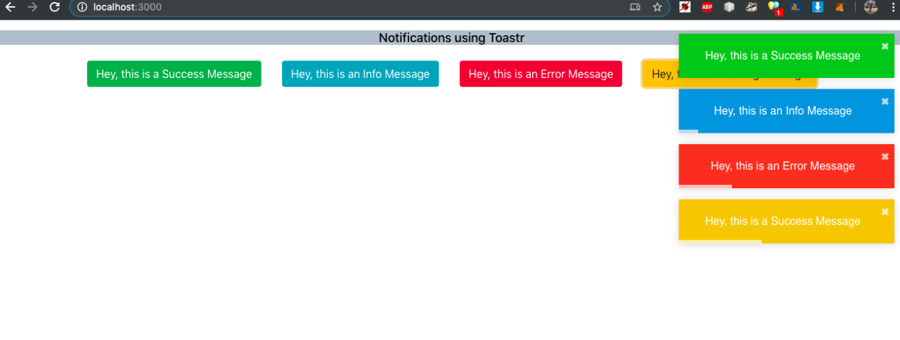 Build Notifications in ReactJs using Toastr Build Notifications in ReactJs using Toastr