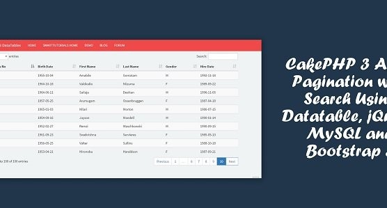 CakePHP 3 Ajax Pagination with Search Using Datatables, jQuery, MySQL ... CakePHP 3 Ajax Pagination with Search Using Datatables, jQuery, MySQL ...