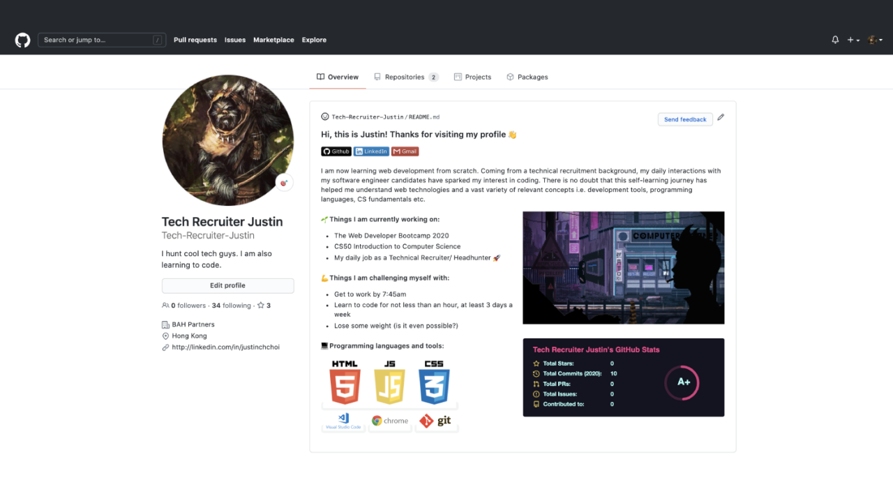 Enhance Your GitHub Profile with a Customised README.md Enhance Your GitHub Profile with a Customised README.md