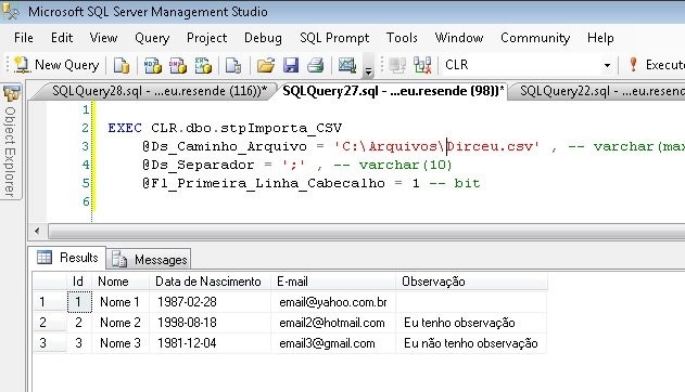 Importando arquivos CSV para o banco de dados SQL Server Importando arquivos CSV para o banco de dados SQL Server