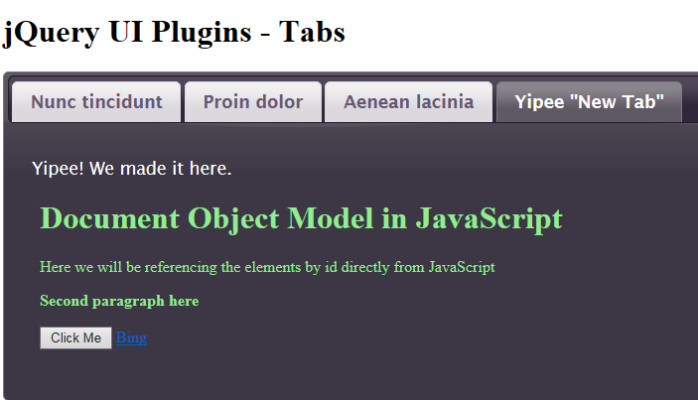 jQuery - Programmatically Add A New Tab jQuery - Programmatically Add A New Tab
