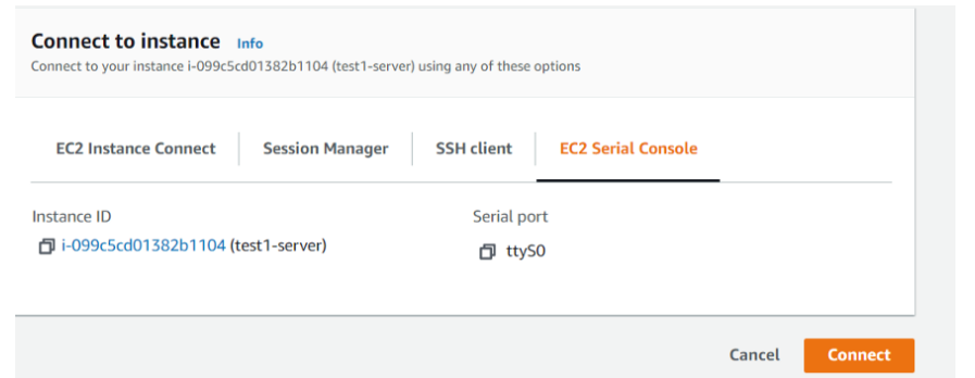 Thanks to AWS for EC2 serial console Thanks to AWS for EC2 serial console