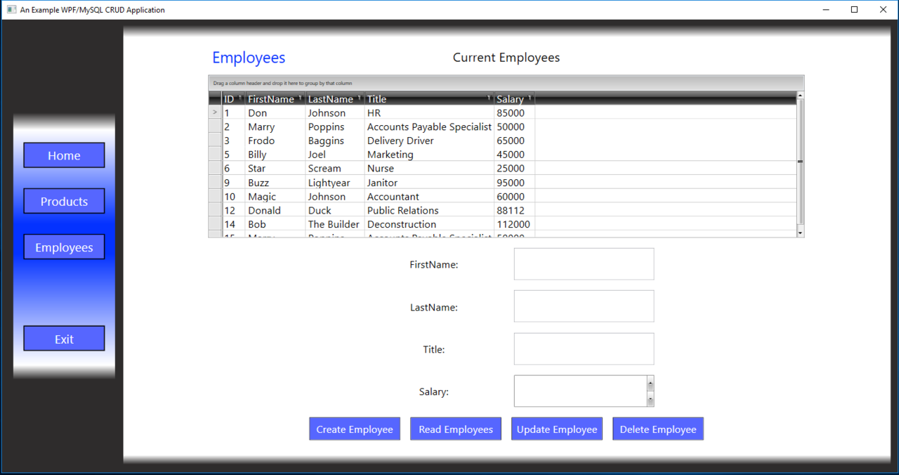 Quick and Simple WPF Application for CRUD Operations Quick and Simple WPF Application for CRUD Operations