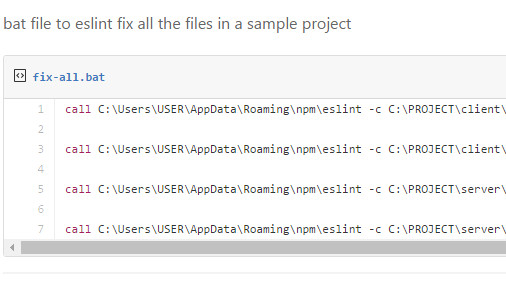 Auto fix eslint errors in one command Auto fix eslint errors in one command