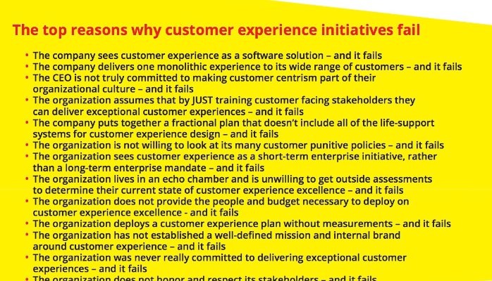 Why customer experience initiatives fail Why customer experience initiatives fail