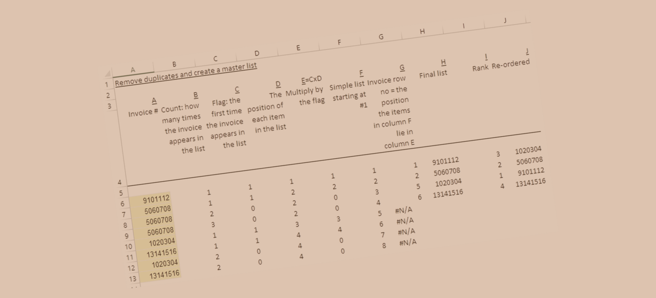 Eliminating duplicates and creating a master list Eliminating duplicates and creating a master list