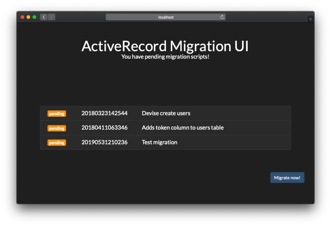 Run your Rails migrations from the web browser Run your Rails migrations from the web browser
