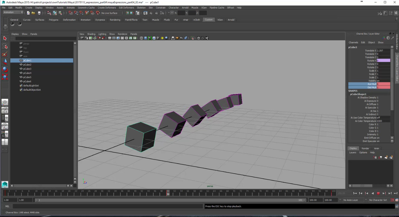 Maya Expressions 4 - Twisting Cubes Maya Expressions 4 - Twisting Cubes