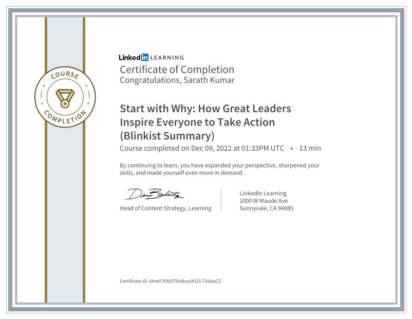 Sarath Kumar on LinkedIn: Certificate of Completion Sarath Kumar on LinkedIn: Certificate of Completion