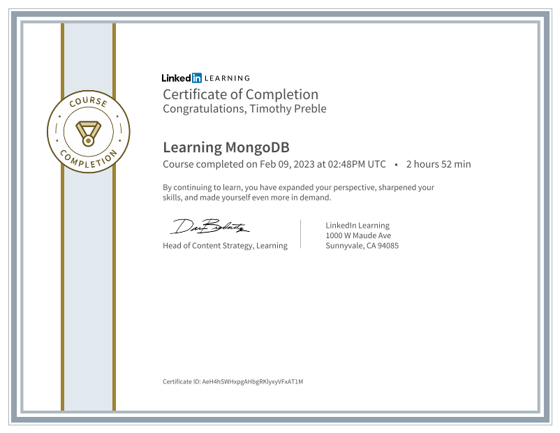 Timothy Preble en LinkedIn: Certificate of Completion Timothy Preble en LinkedIn: Certificate of Completion