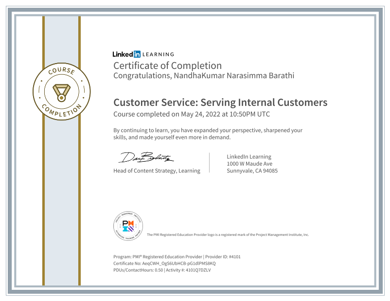 Nandhakumar Narasimma Barathi on LinkedIn: Certificate of Completion Nandhakumar Narasimma Barathi on LinkedIn: Certificate of Completion