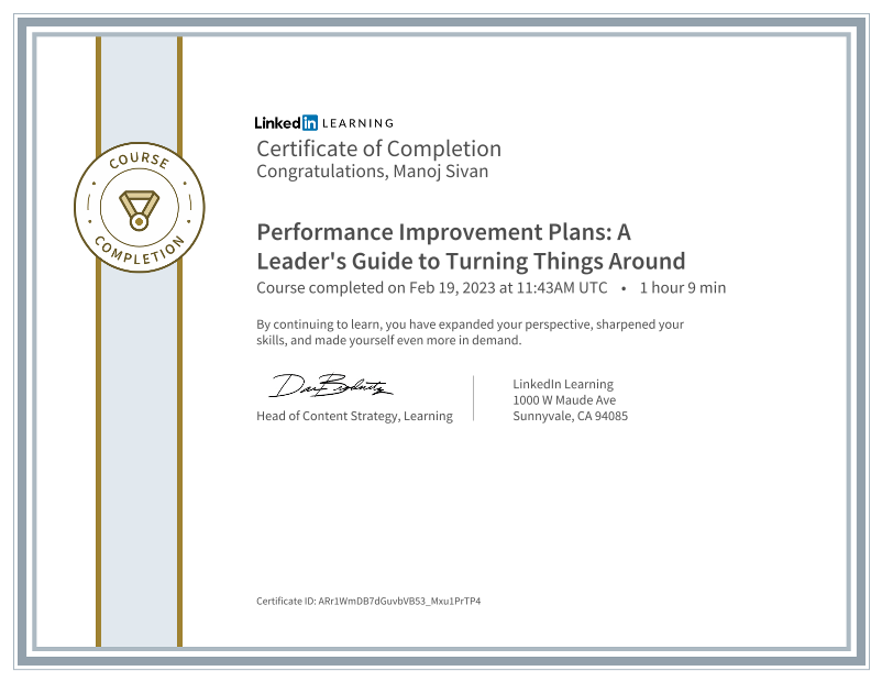 Manoj Sivan on LinkedIn: Certificate of Completion Manoj Sivan on LinkedIn: Certificate of Completion
