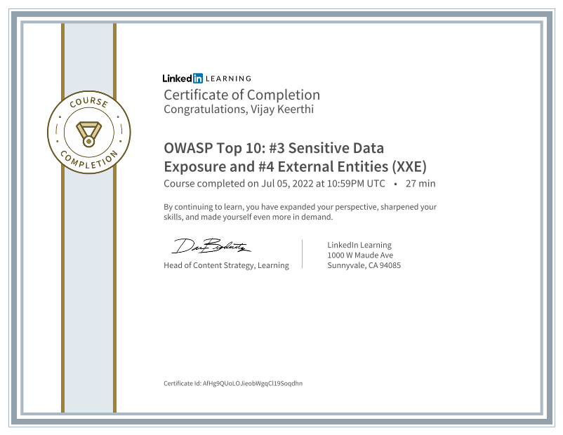 Vijay Keerthi on LinkedIn: Certificate of Completion Vijay Keerthi on LinkedIn: Certificate of Completion
