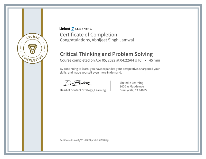 Abhijeet Singh Jamwal on LinkedIn: Certificate of Completion Abhijeet Singh Jamwal on LinkedIn: Certificate of Completion