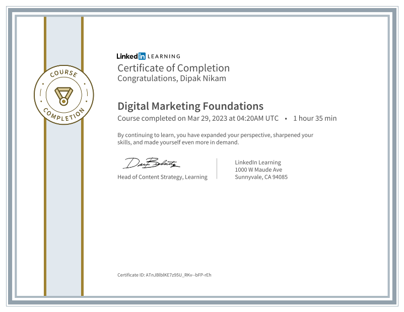 Dipak Nikam on LinkedIn: Certificate of Completion Dipak Nikam on LinkedIn: Certificate of Completion