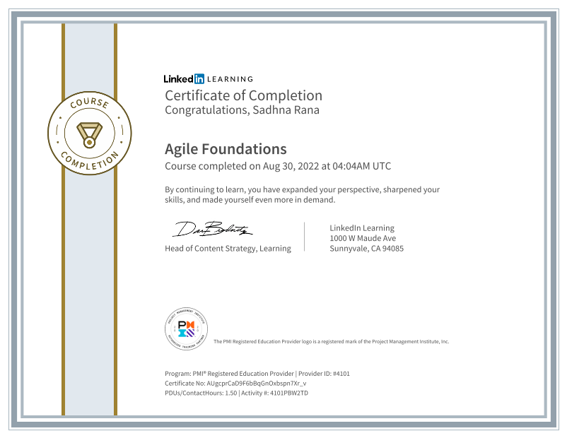 Sadhna Rana on LinkedIn: Certificate of Completion Sadhna Rana on LinkedIn: Certificate of Completion