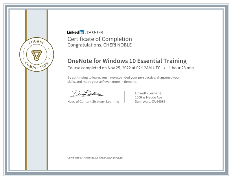 CHERI NOBLE on LinkedIn: Certificate of Completion CHERI NOBLE on LinkedIn: Certificate of Completion