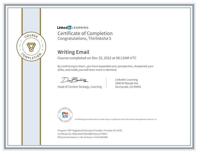 Thiriloksha S on LinkedIn: Certificate of Completion Thiriloksha S on LinkedIn: Certificate of Completion