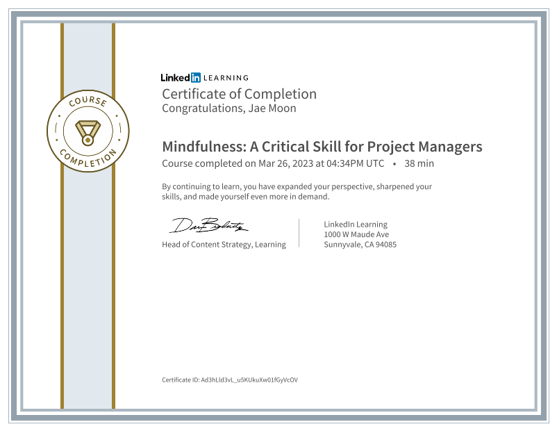 Jae Moon on LinkedIn: Certificate of Completion Jae Moon on LinkedIn: Certificate of Completion