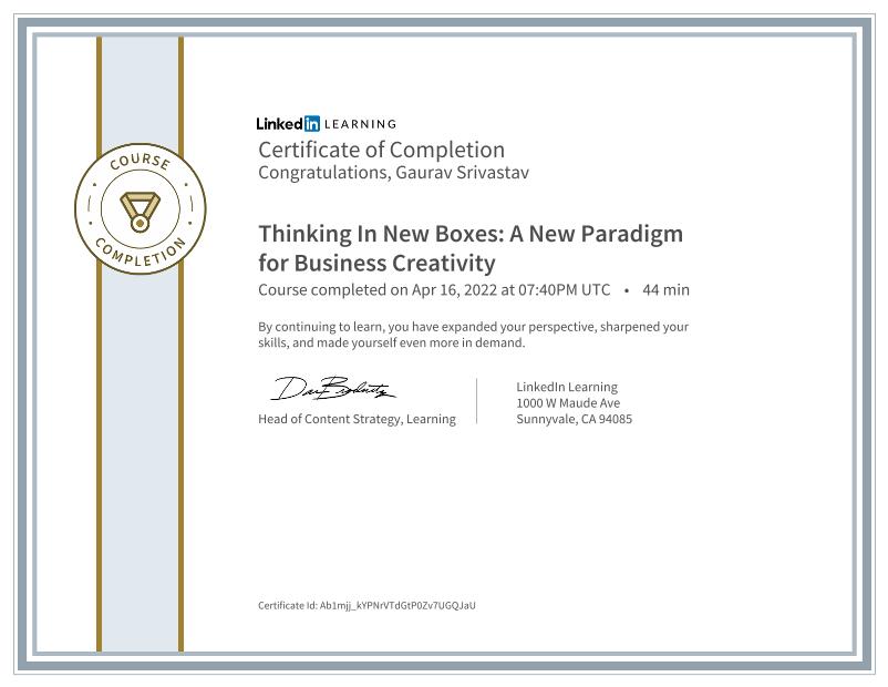 Gaurav Srivastav on LinkedIn: Certificate of Completion Gaurav Srivastav on LinkedIn: Certificate of Completion