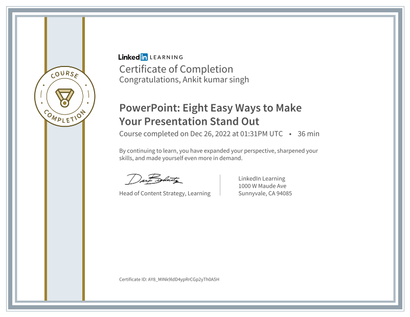 Ankit kumar singh on LinkedIn: Certificate of Completion Ankit kumar singh on LinkedIn: Certificate of Completion