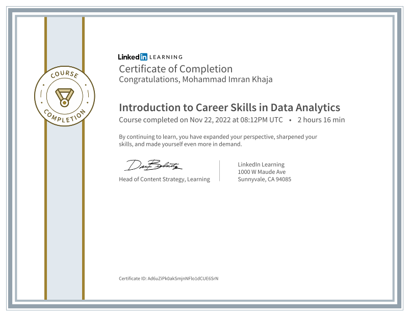 Mohammad Imran Khaja on LinkedIn: Certificate of Completion Mohammad Imran Khaja on LinkedIn: Certificate of Completion