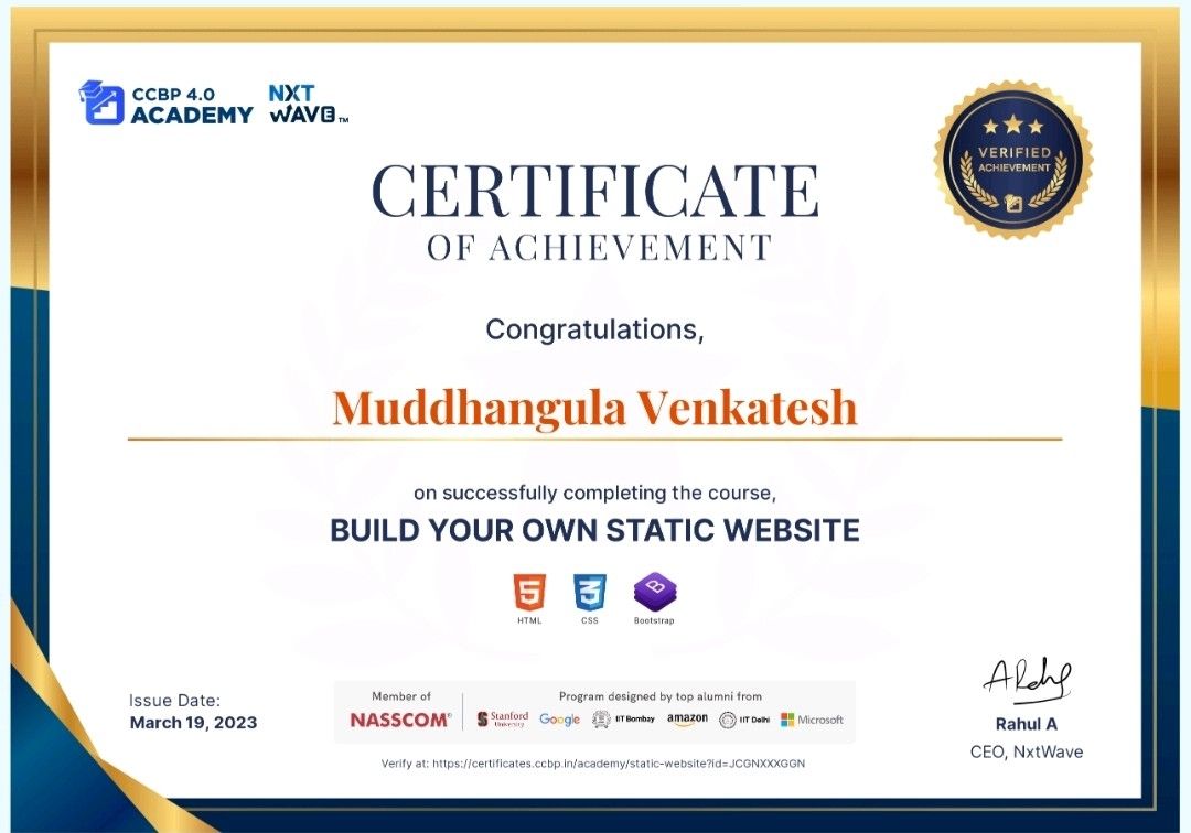 VENKATESH MUDDHANGULA on LinkedIn: #ccbp #html #css #bootstrap VENKATESH MUDDHANGULA on LinkedIn: #ccbp #html #css #bootstrap