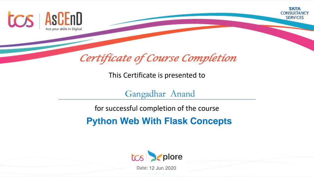 Gangadhar Anand Mahadas on LinkedIn: #tcs #flask #python Gangadhar Anand Mahadas on LinkedIn: #tcs #flask #python
