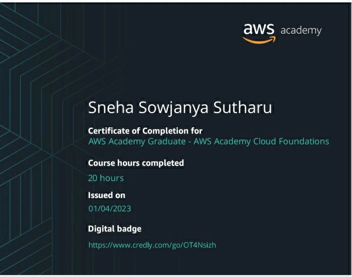 Sowjanya Sutharu on LinkedIn: #awscertified #aws #awsacademy Sowjanya Sutharu on LinkedIn: #awscertified #aws #awsacademy