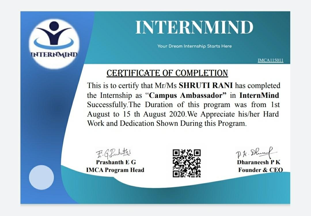 Shruti Rani on LinkedIn: InternMind Shruti Rani on LinkedIn: InternMind