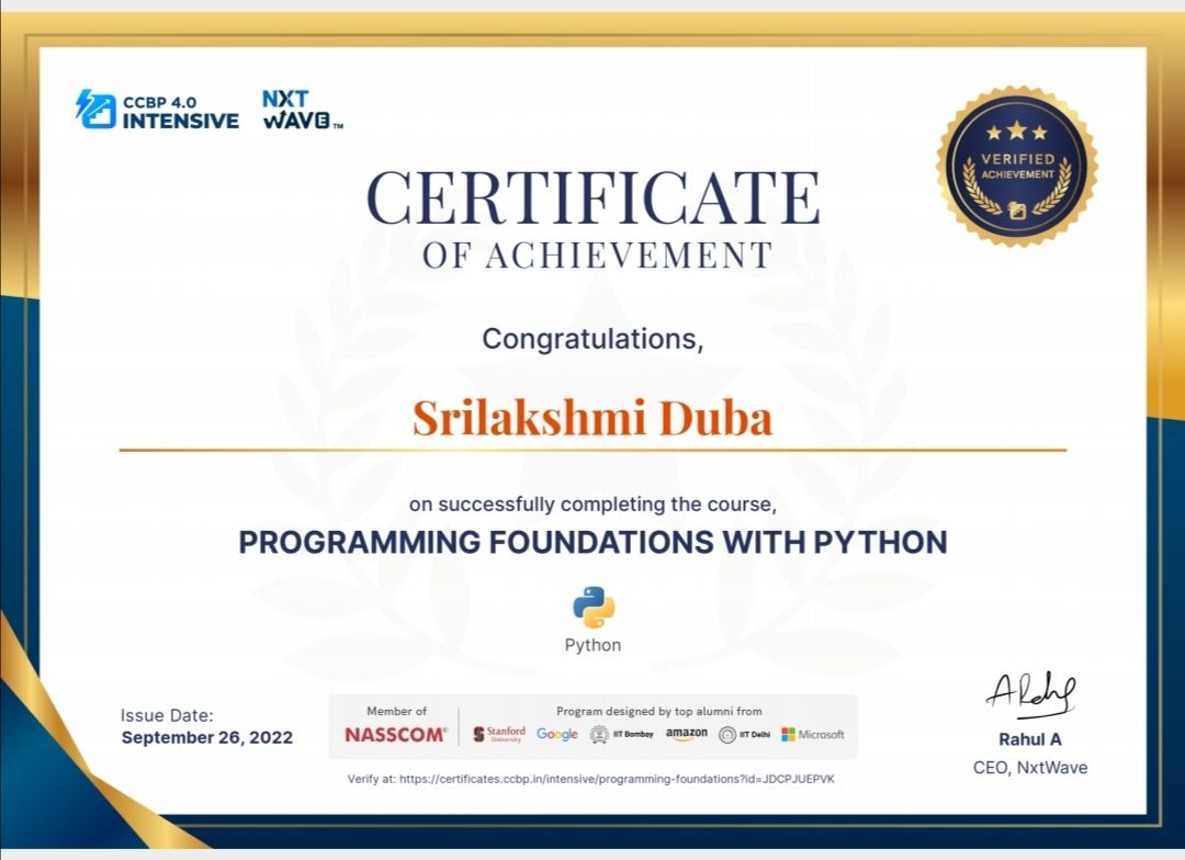 Srilakshmi Duba en LinkedIn: #python #programming #nxtwave # ... Srilakshmi Duba en LinkedIn: #python #programming #nxtwave # ...