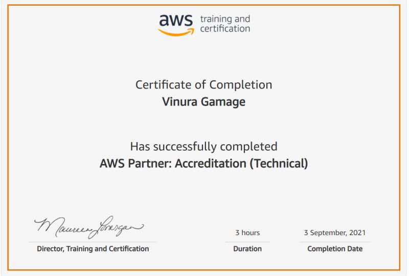 Vinura Ganegoda Gamage on LinkedIn: #aws #cloud #accreditation Vinura Ganegoda Gamage on LinkedIn: #aws #cloud #accreditation