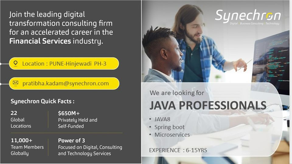 Pratibha Kadam on LinkedIn: #jobopportunties #synechron #java #pune Pratibha Kadam on LinkedIn: #jobopportunties #synechron #java #pune