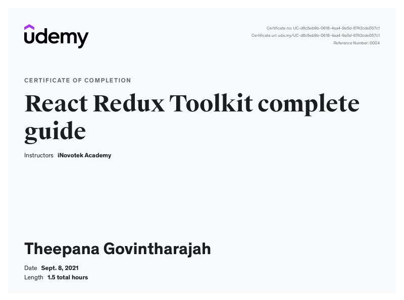 Theepana Govintharajah on LinkedIn: #udemy #reduxjs Theepana Govintharajah on LinkedIn: #udemy #reduxjs