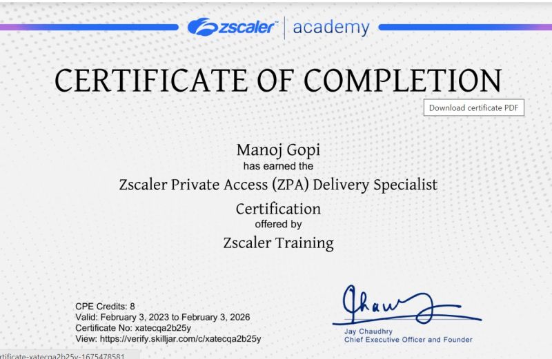 manoj gopi on LinkedIn: Successfully completed ZPA delivery Specialist ... manoj gopi on LinkedIn: Successfully completed ZPA delivery Specialist ...