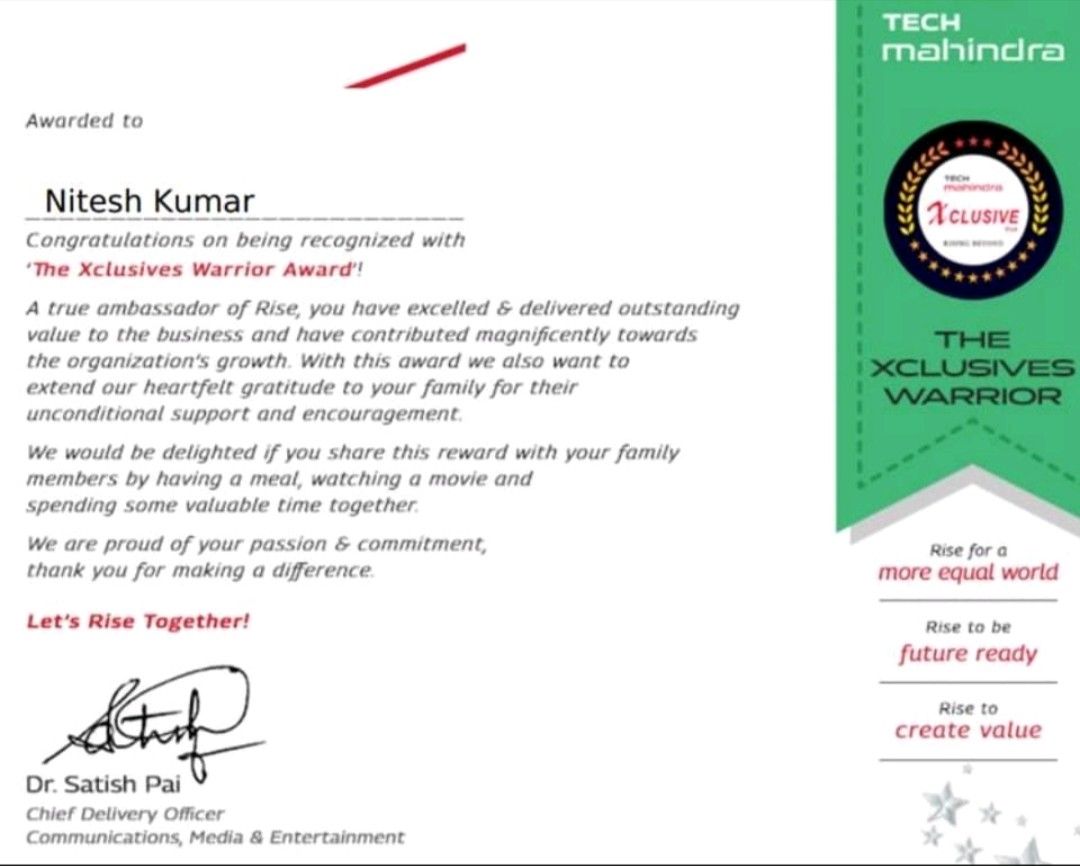 Nitesh Kumar on LinkedIn: #techmahindra #xlusive | 24 comments Nitesh Kumar on LinkedIn: #techmahindra #xlusive | 24 comments