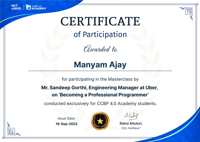 Manyam Ajay on LinkedIn: #ccbp #google #coding Manyam Ajay on LinkedIn: #ccbp #google #coding