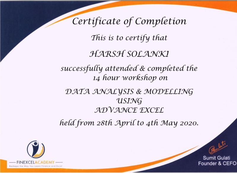 Harsh Solanki on LinkedIn: Completed Course on Advance Excel. Thank you ... Harsh Solanki on LinkedIn: Completed Course on Advance Excel. Thank you ...