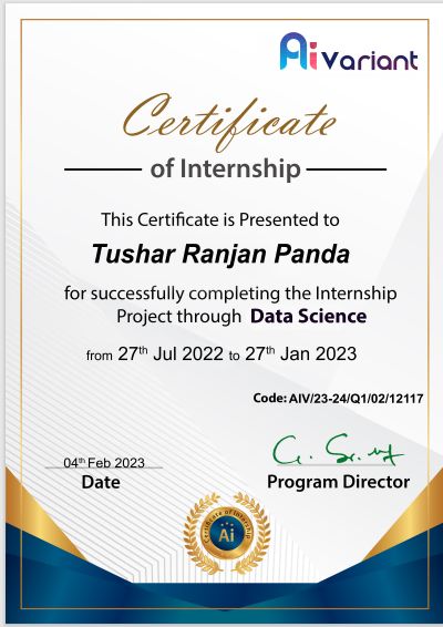 Tushar Ranjan Panda on LinkedIn: #datascience #internship #ai #share # ... Tushar Ranjan Panda on LinkedIn: #datascience #internship #ai #share # ...