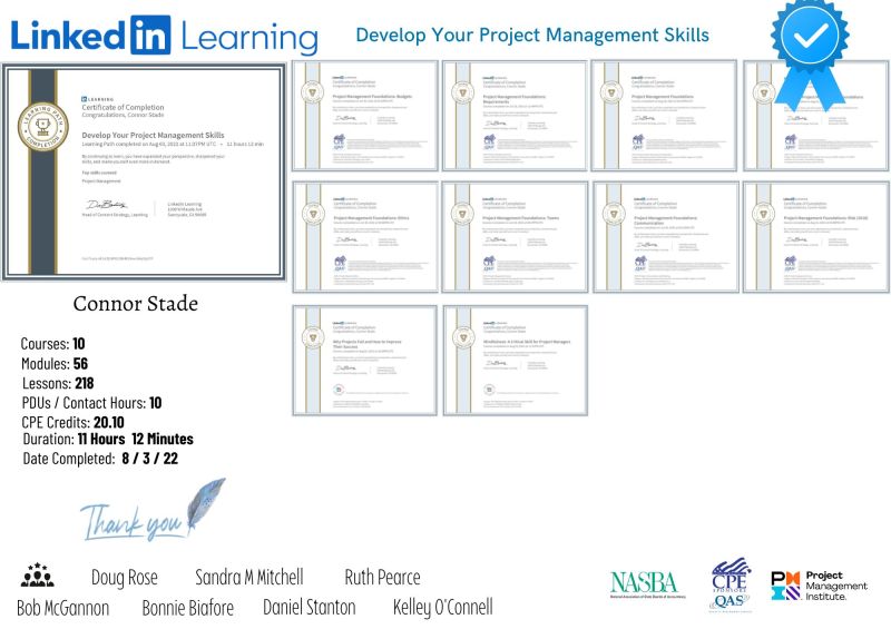 Connor Stade on LinkedIn: #pmi #nasba #thankyou #linkedin #learning # ... Connor Stade on LinkedIn: #pmi #nasba #thankyou #linkedin #learning # ...