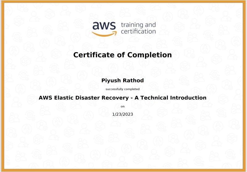 Piyush Rathod on LinkedIn: Certificate of Completion - AWS Elastic ... Piyush Rathod on LinkedIn: Certificate of Completion - AWS Elastic ...